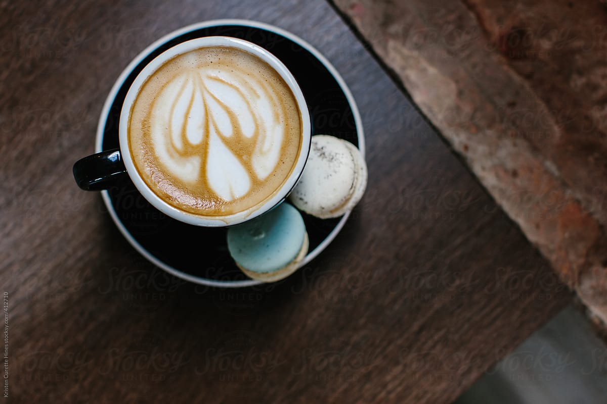 "Latte & Macaroons From Above." by Stocksy Contributor "Kristen Curette ...