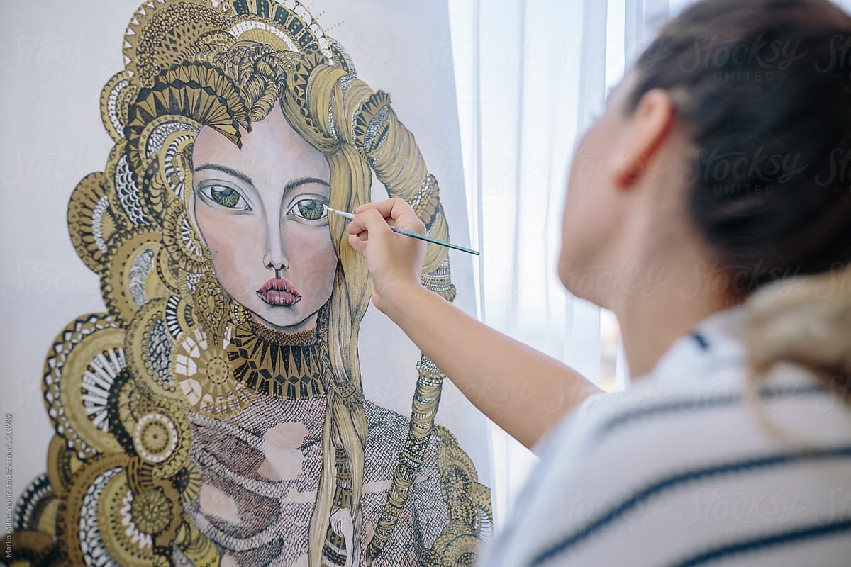 "Woman Painting On Canvas" by Stocksy Contributor "Marko" - Stocksy