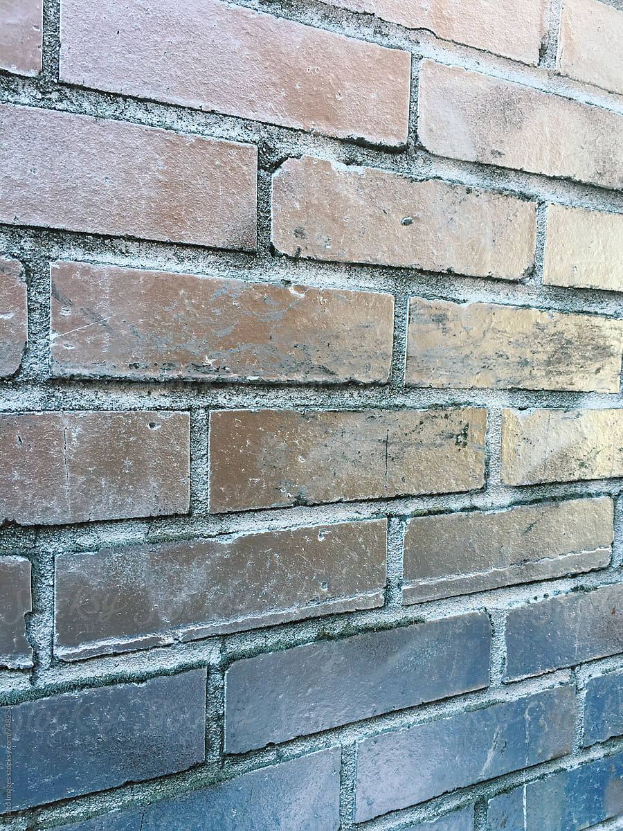 Silver paint covering graffiti tags on brick wall, close up - Stock ...