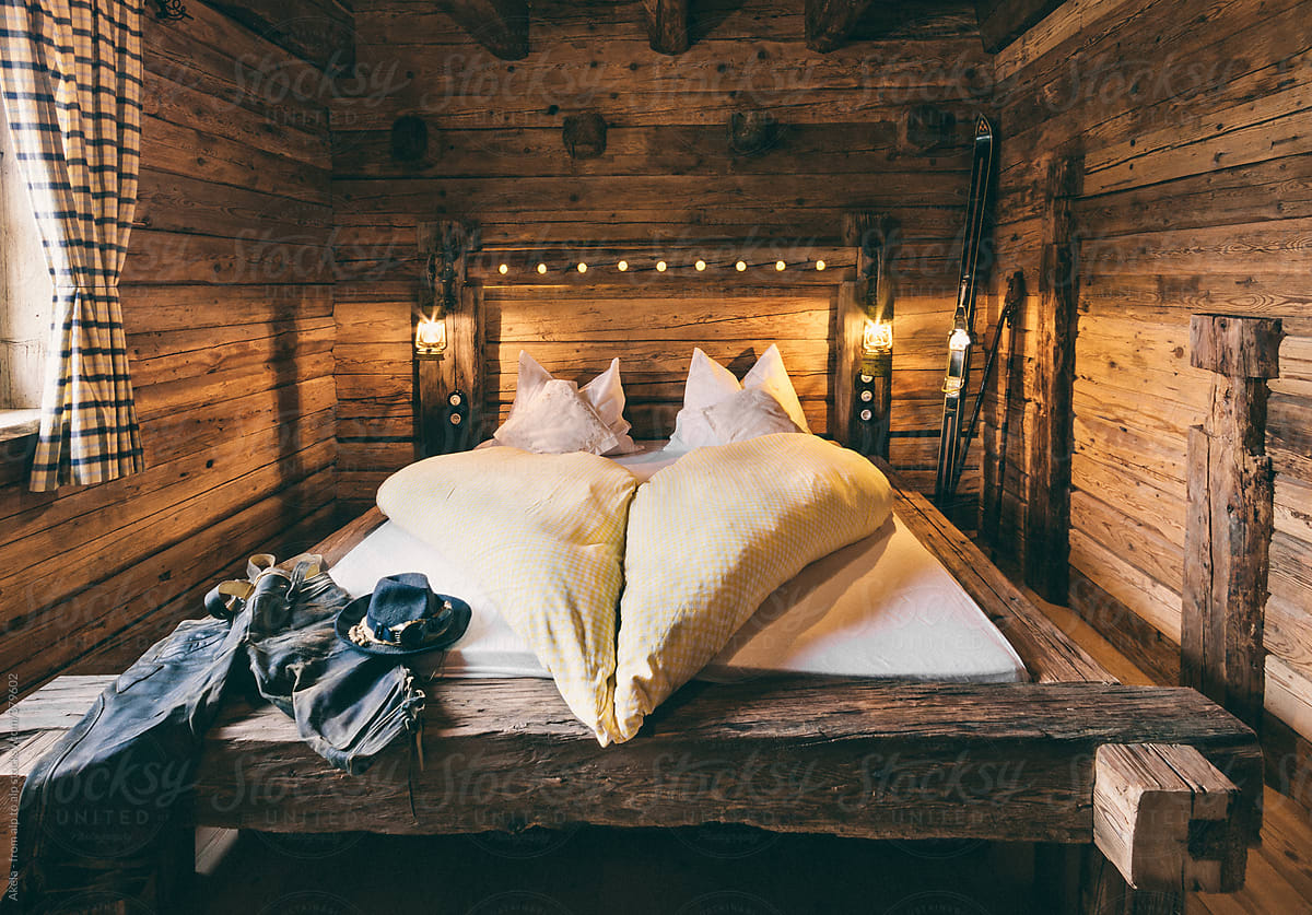 "Wooden Bed In Wooden Alpine Cabin" by Stocksy Contributor "Akela ...