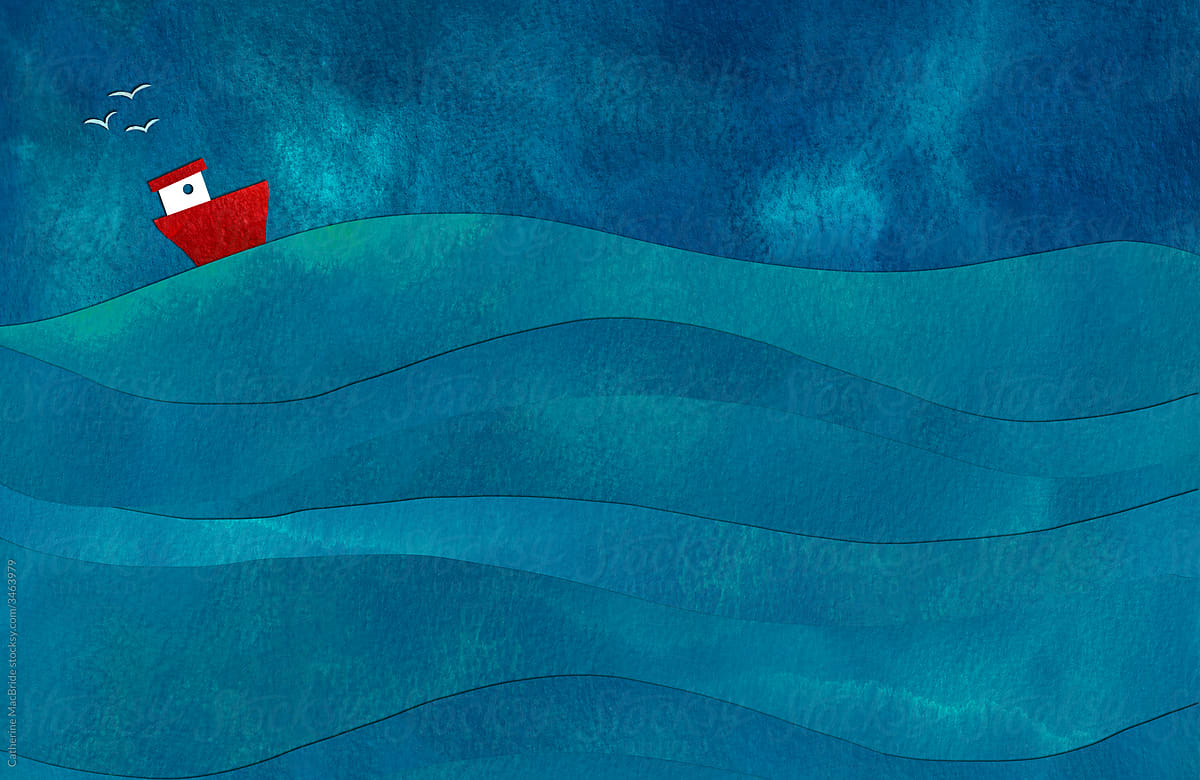 "Big Sea, Little Ship A Paper Craft Illustration" by Stocksy ...