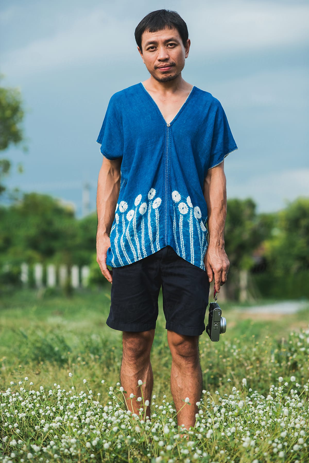 "Asian Man Wearing Shibori Natural Indigo Cloth" by Stocksy Contributor ...