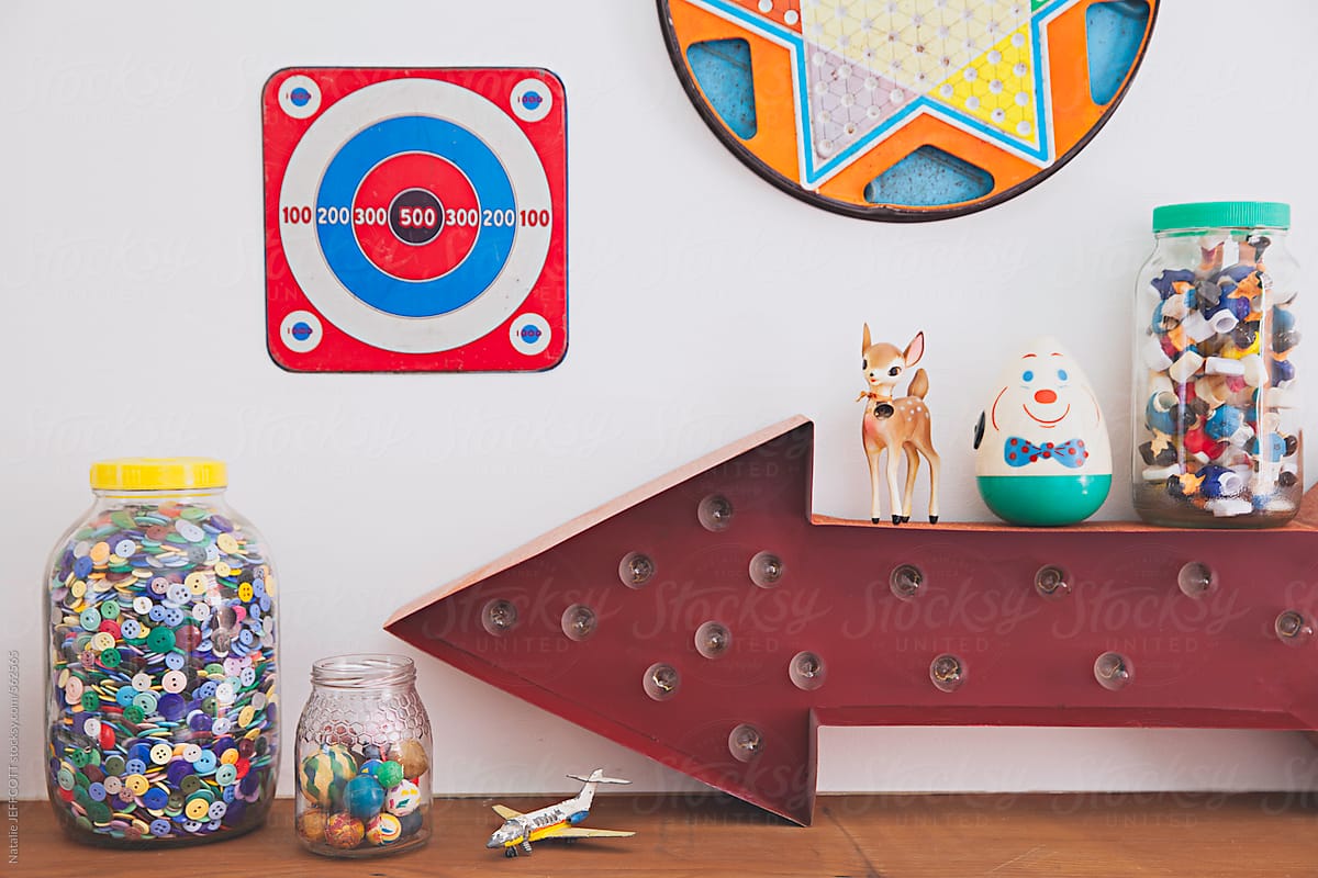 "Colourful Vignette And Collection On A Shelf In An Interior" by ...