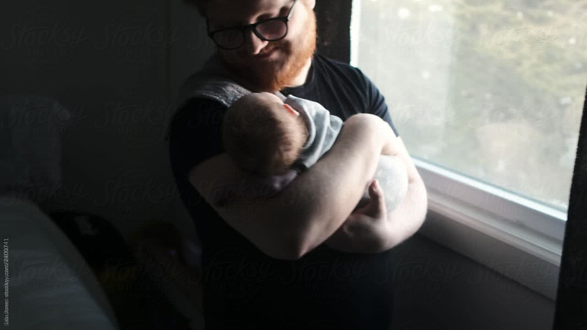 "Daddy Soothing His Newborn Baby" by Stocksy Contributor "Lea Jones ...