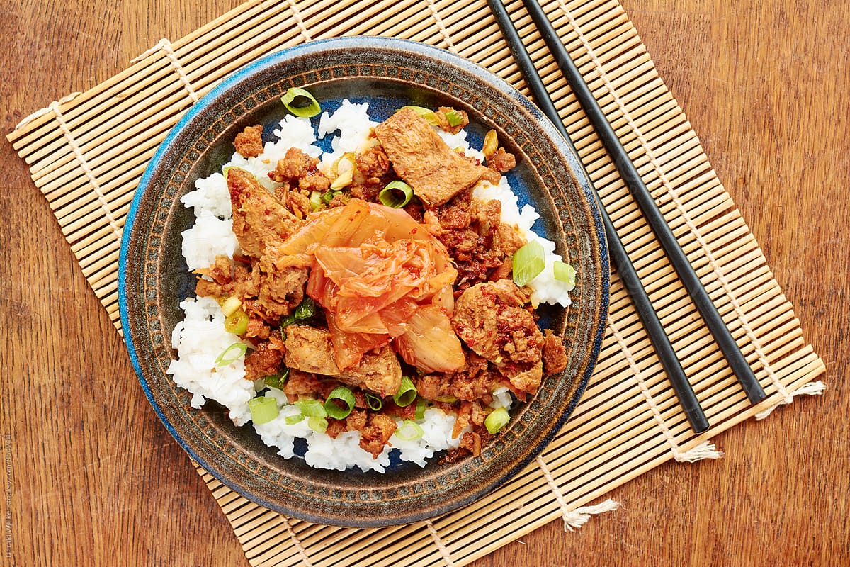 "Korean Bulgogi With Kimchi On Rice (vegan Version)" by Stocksy ...