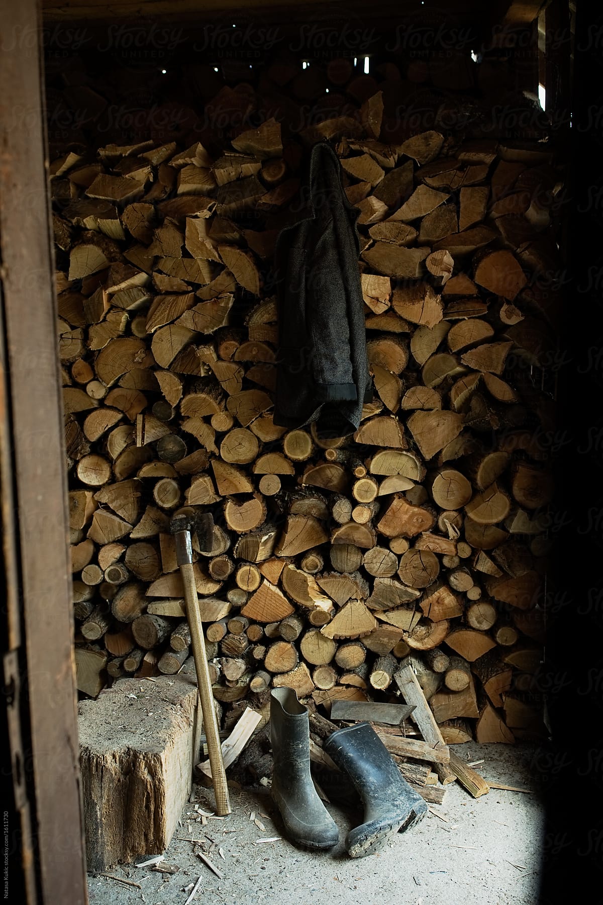 "Autumn Stack Of Woods Scene" by Stocksy Contributor "Natasa Kukic ...