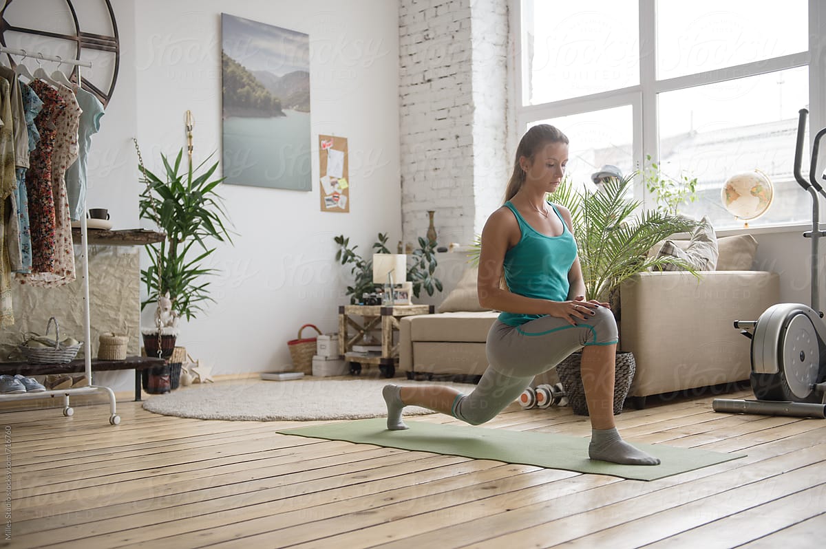 Woman doing exercises at home - Stock Image - Everypixel