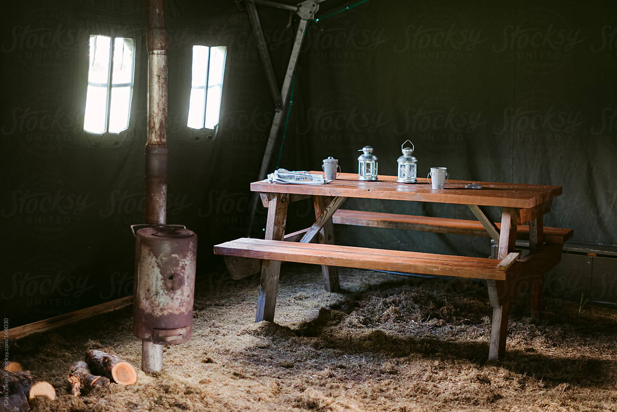 "Table Inside Spacious Camping Tent" by Stocksy Contributor "Chris ...