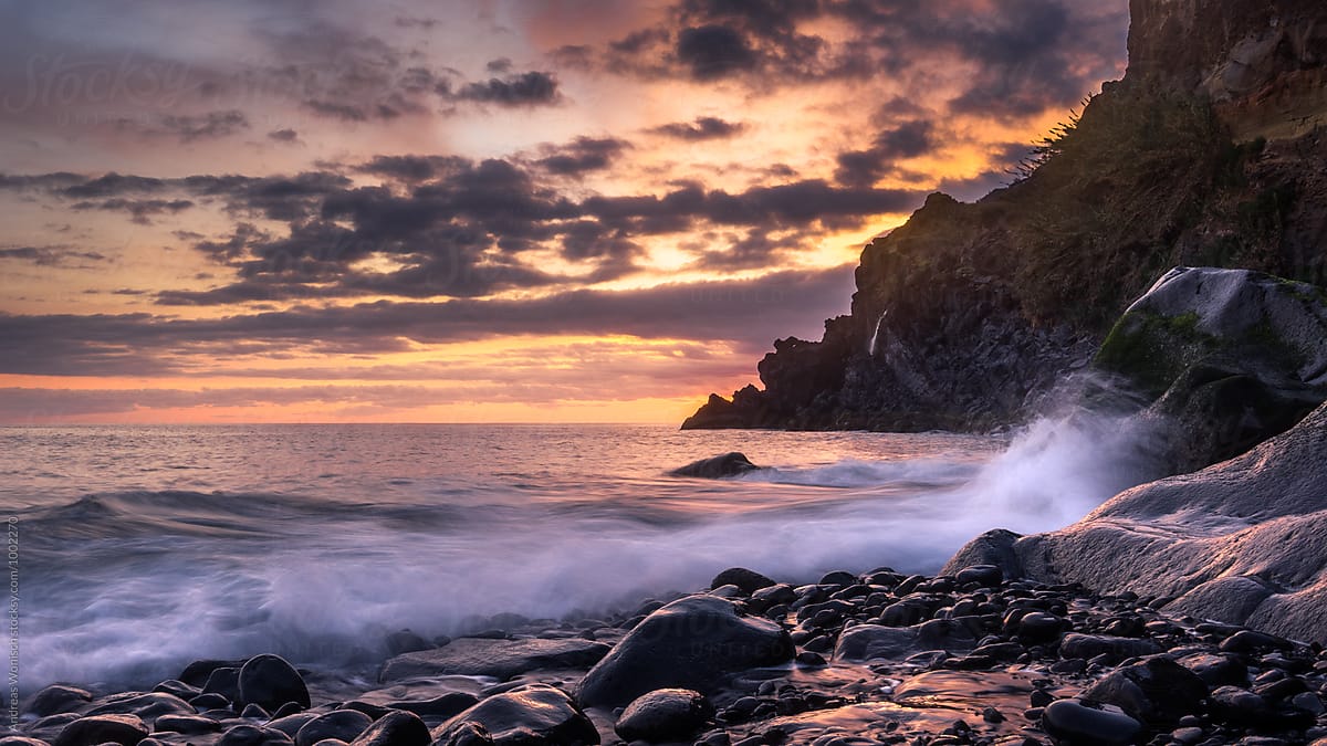 "Beach On Madeira At Sunset" by Stocksy Contributor "Andreas Wonisch ...