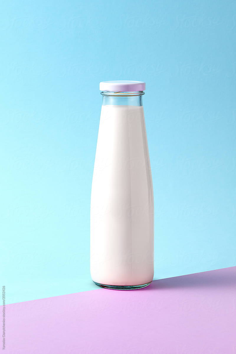 "A Bottle Of White Milk, Covered With A Cap, One Full, Isolated O" by ...