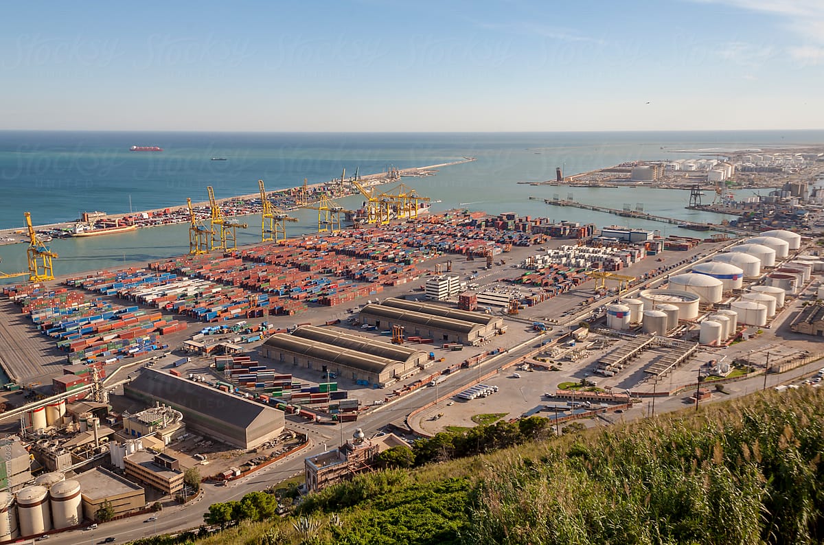"High Angle View Of Cargo Port" by Stocksy Contributor "Ben Ryan" - Stocksy