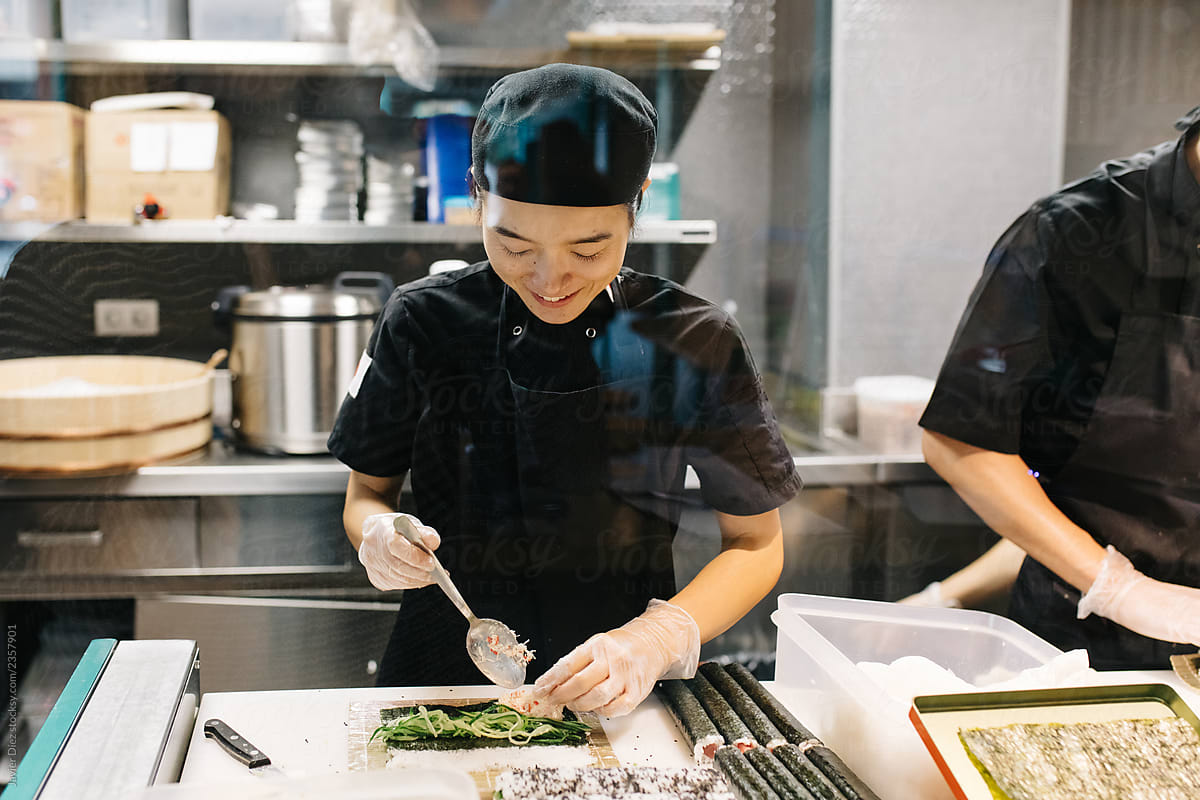 "Restaurant Cooks Making Sushi In Kitchen" by Stocksy Contributor ...