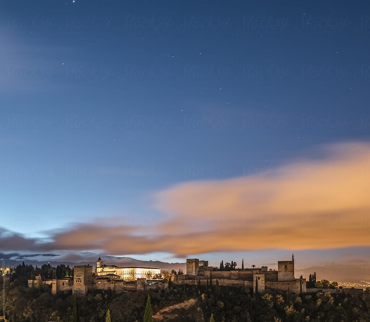 "Illuminated Alhambra At Night, Granada, Spain" by Stocksy Contributor ...