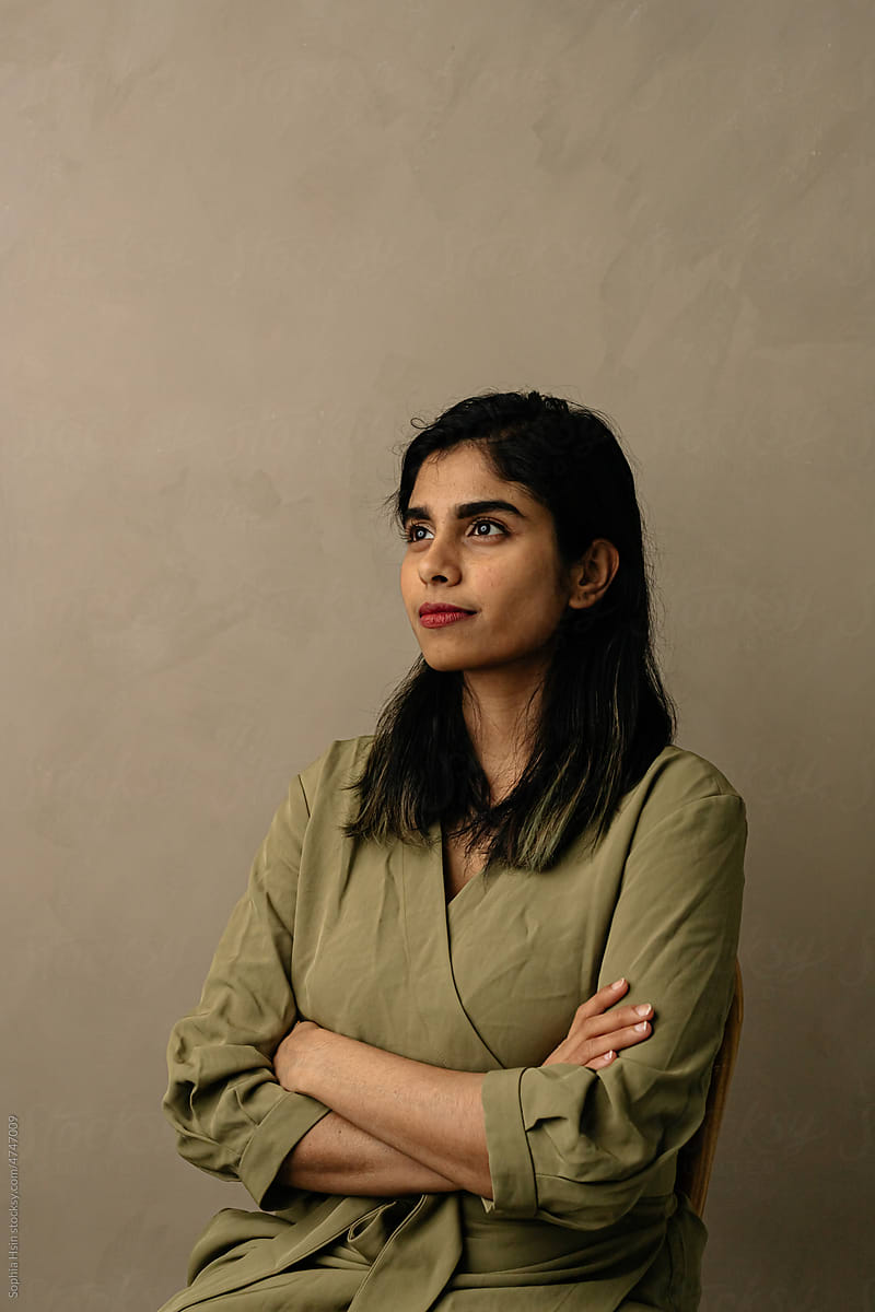 "Portrait Of Young Woman In Green Dress" by Stocksy Contributor "Sophia ...