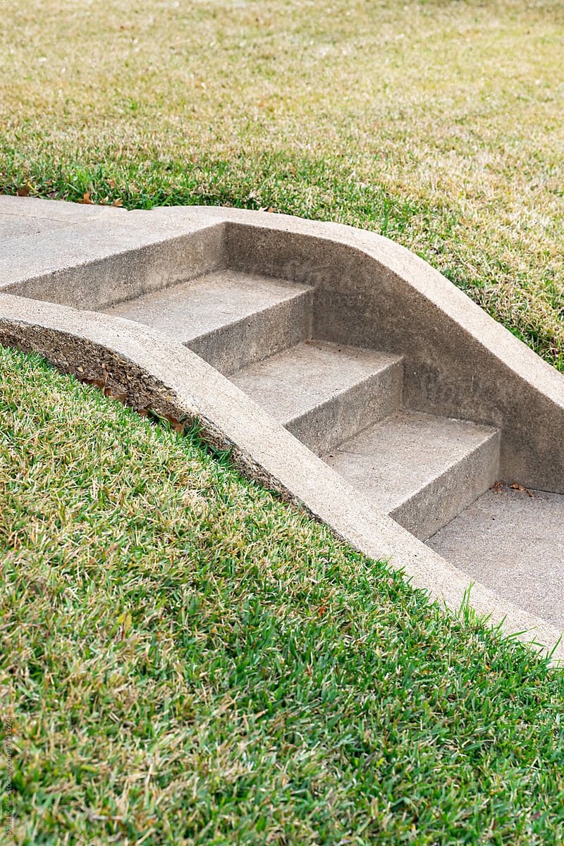 Grass Stairs In Concrete Grass Stair Landscape Architecture Stock
