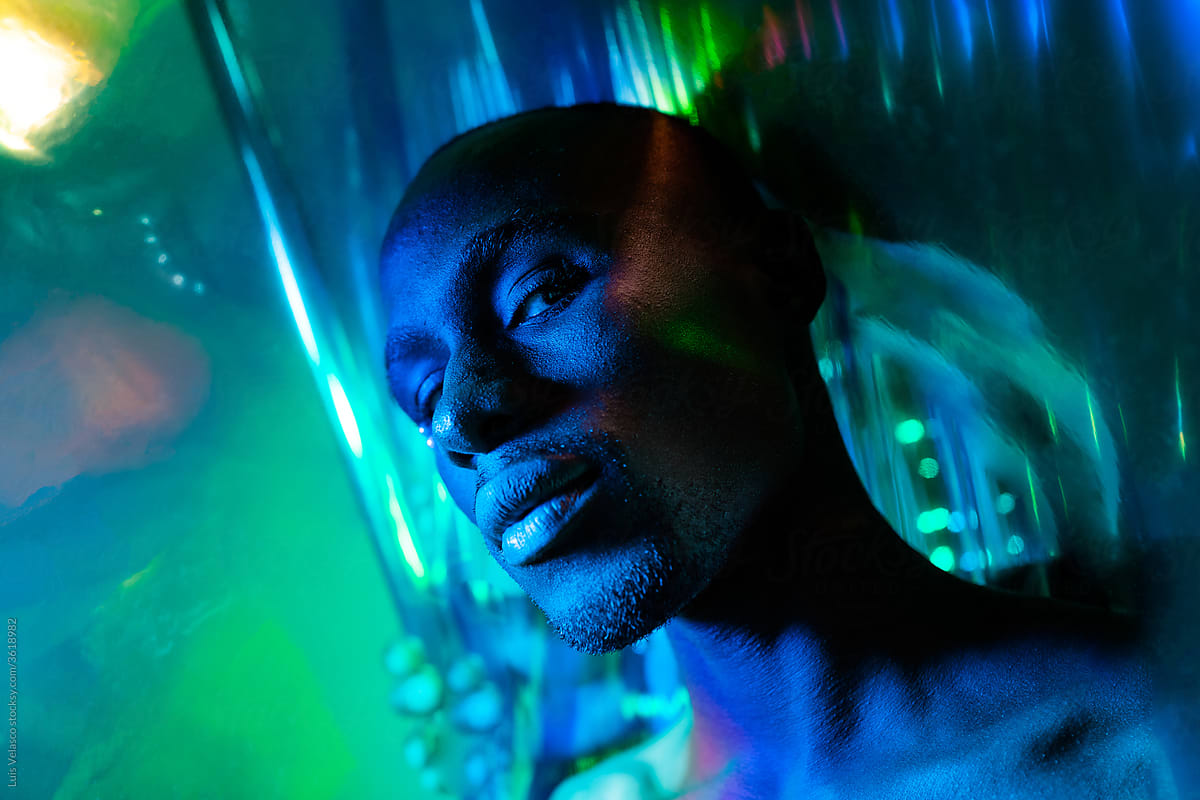 "Blue Head Of A Black Man." by Stocksy Contributor "Luis Velasco" - Stocksy
