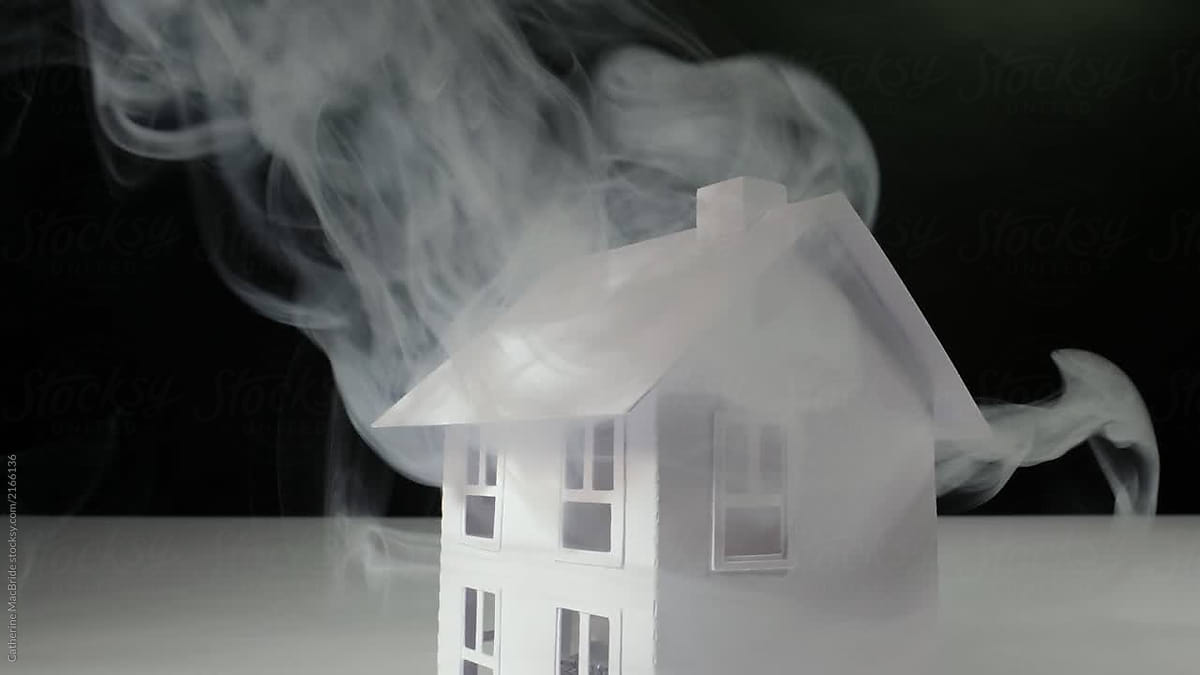 "Burning Down The House A Paper House Billowing White Smoke." by ...