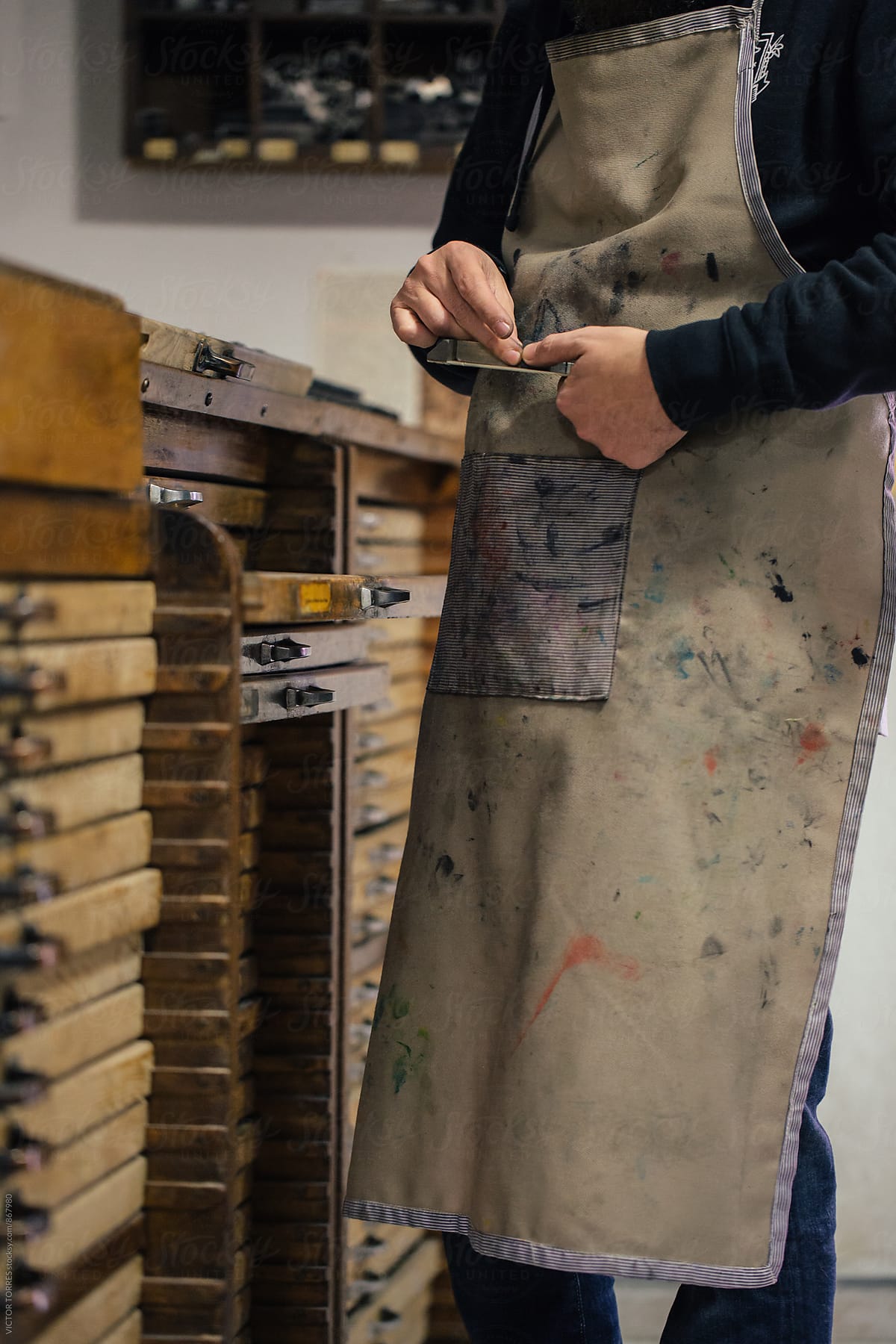 "Man Working In An Old Printing House" by Stocksy Contributor "VICTOR ...
