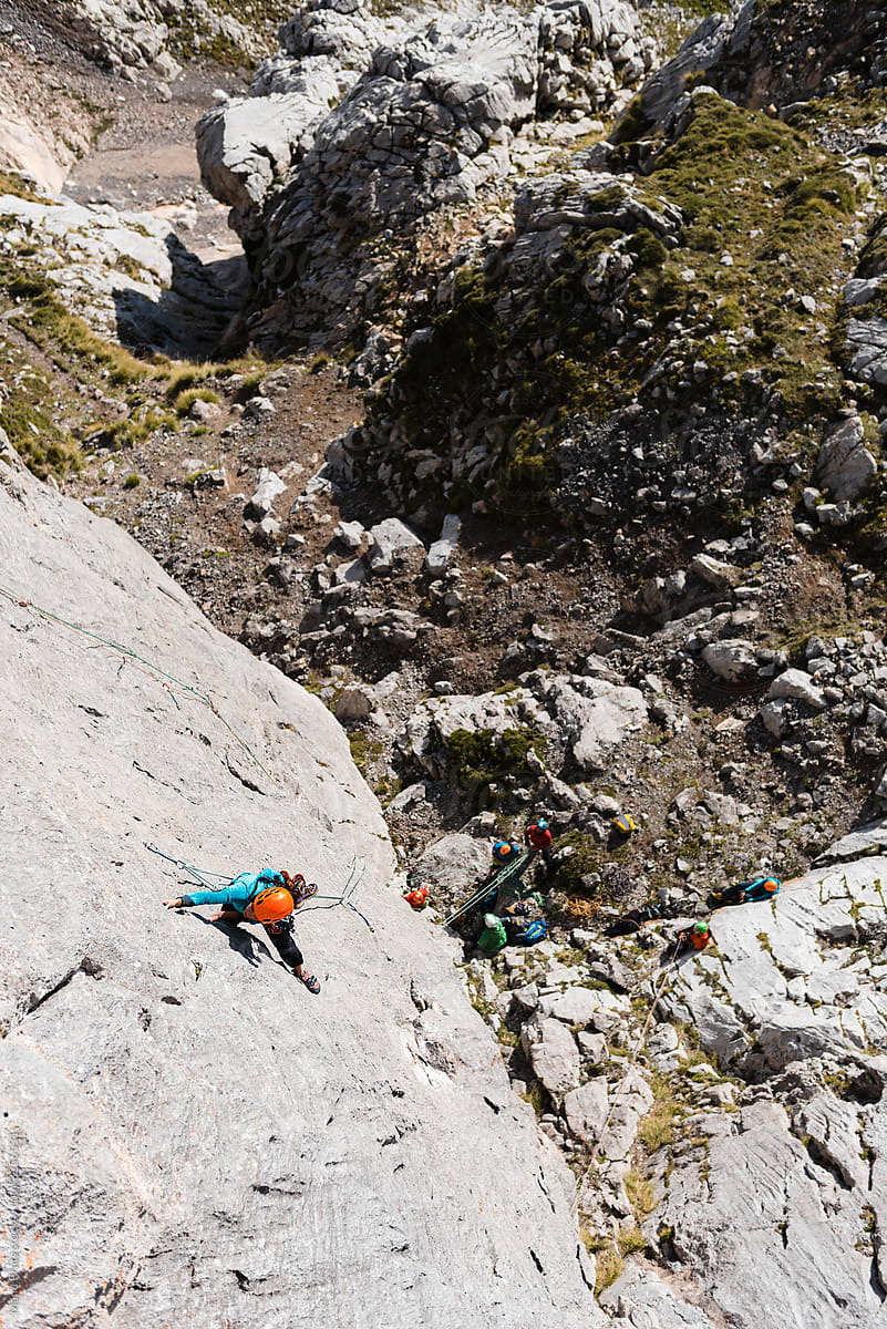 "Friends Rock Climbing" by Stocksy Contributor "Manu Prats" - Stocksy