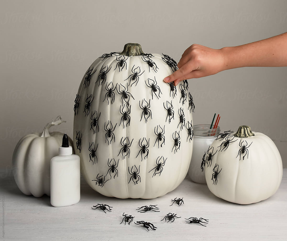"Spider DIY Project Craft Pumpkin" by Stocksy Contributor "Angela Waye ...