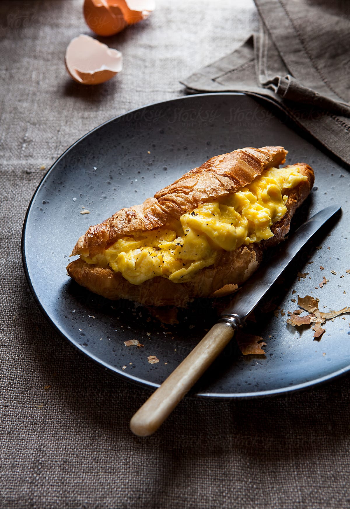"Croissant Pastry Filled With Scrambled Eggs" by Stocksy Contributor ...