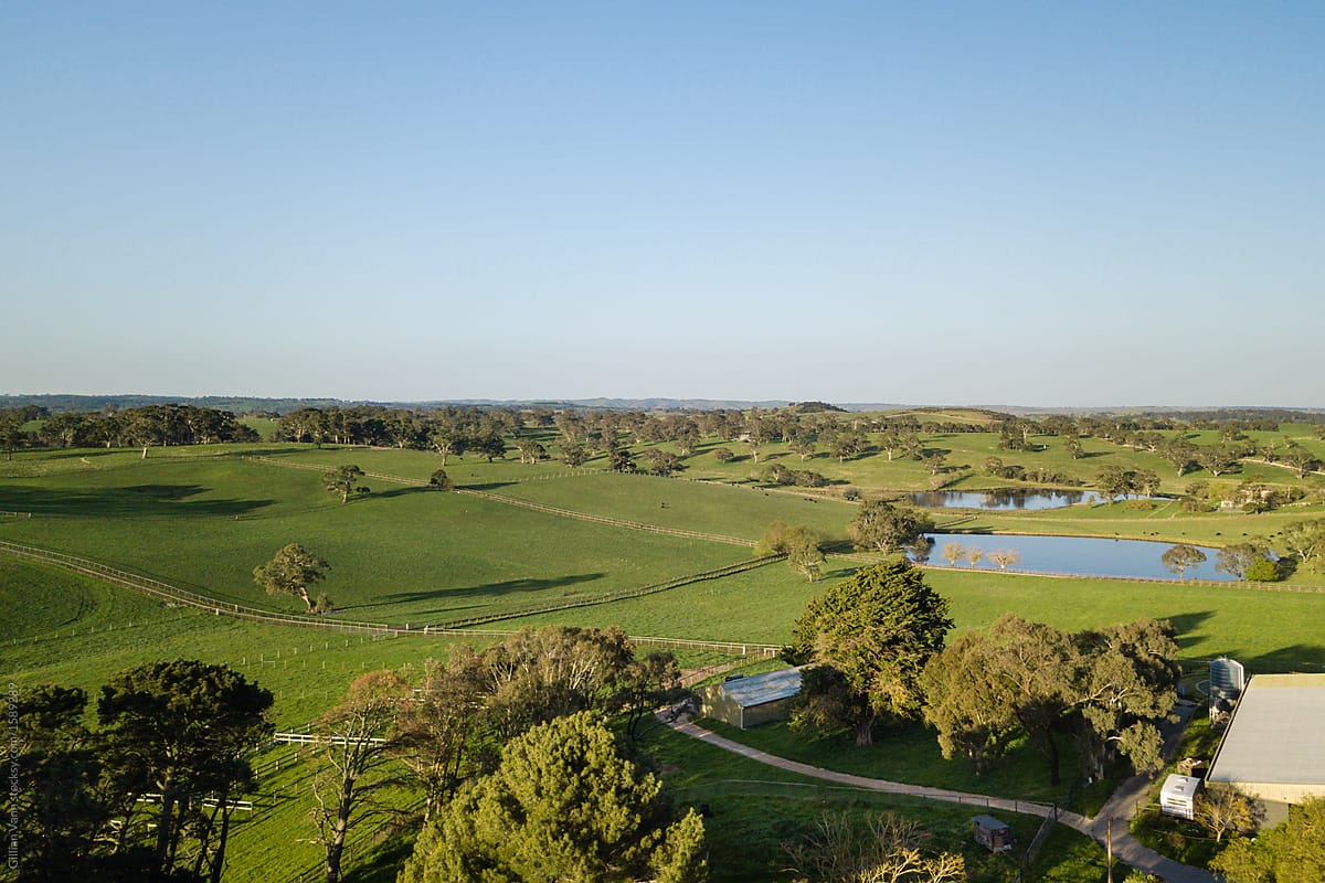 "Aerial View Of A Farm And Dams In South Australia" by Stocksy ...