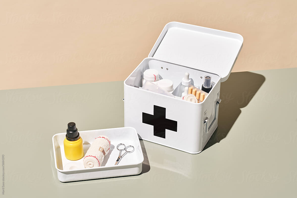 "Box And Tray With Medical Supplies" by Stocksy Contributor "Martí Sans ...