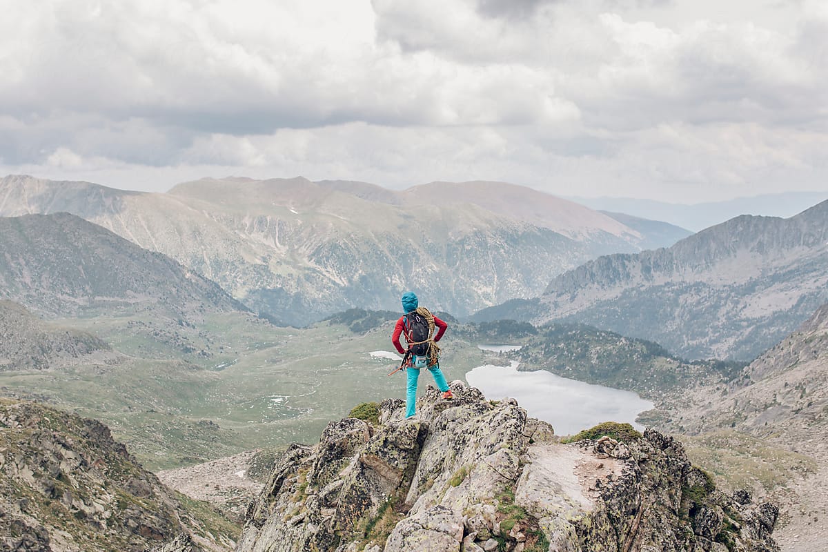 "Woman Alpinist Standing On The Top Of A High Summit" by Stocksy ...