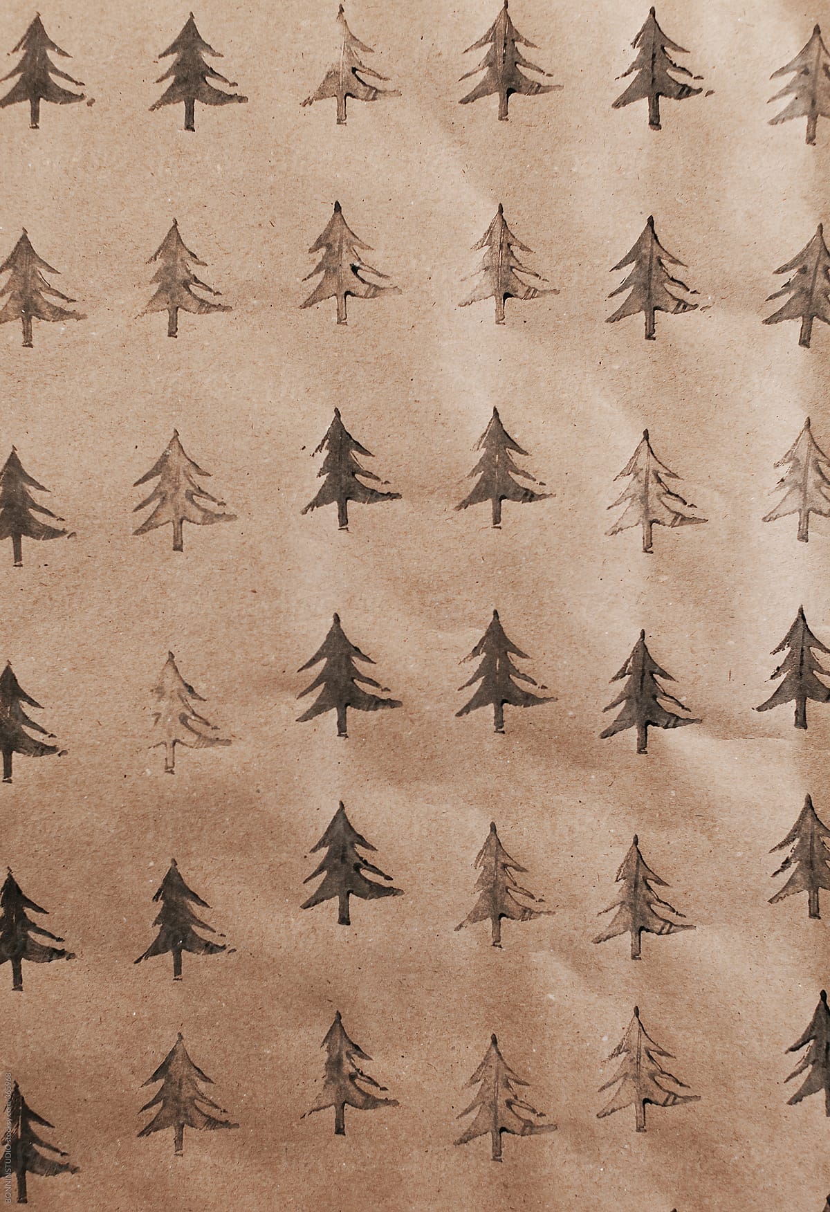 "Christmas Tree Stamp On Wrap Gift." by Stocksy Contributor ...