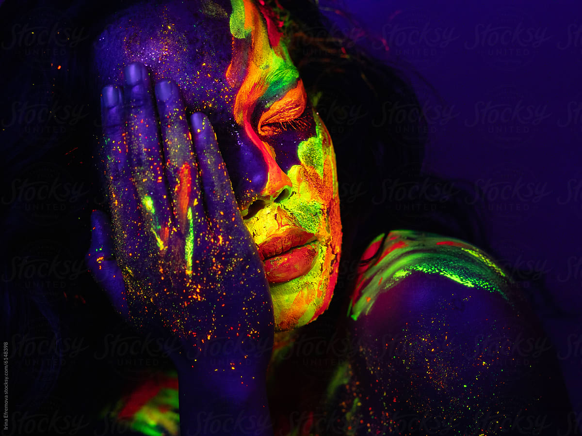 "Person With Neon Abstract Face And Body Paint" by Stocksy Contributor ...