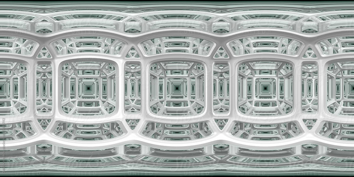 "White Geometric Fractal Of A 360-degree Spherical Panorama." by ...