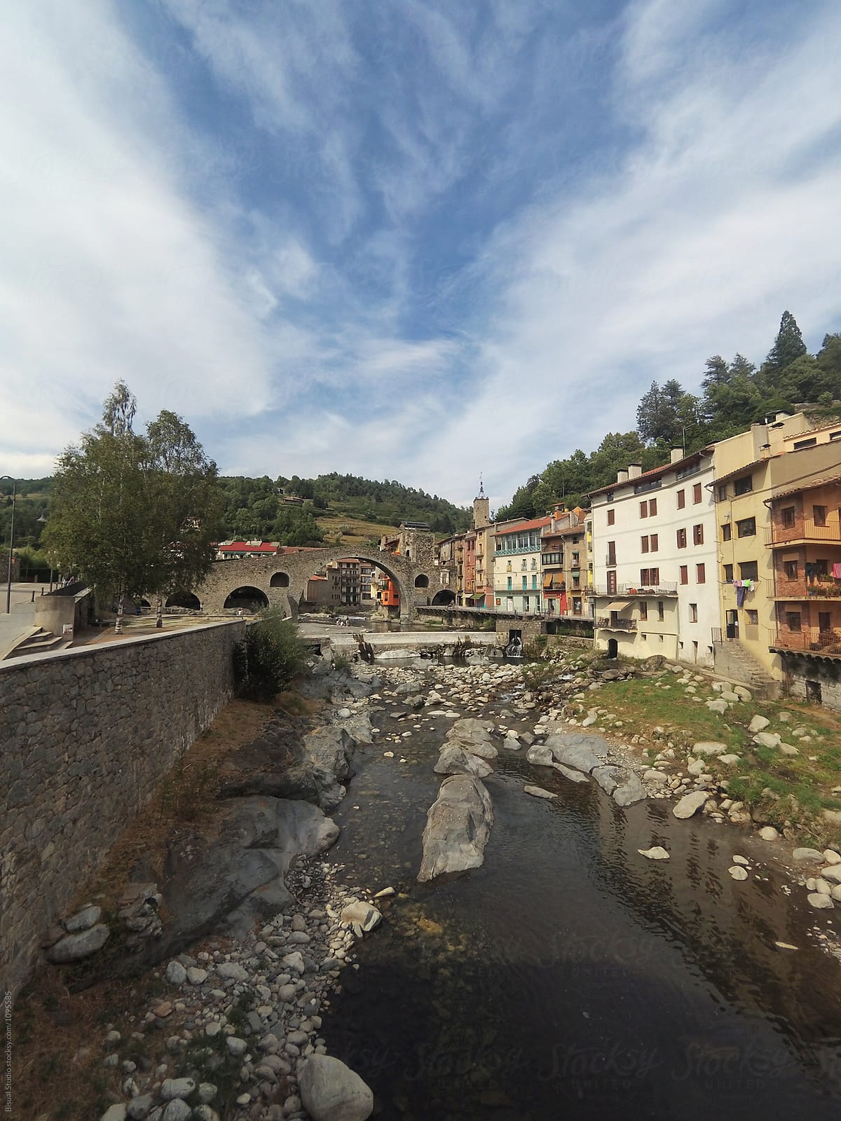 "The Medieval Bridge Over The River Ter At Camprodon, Spain" by Stocksy ...