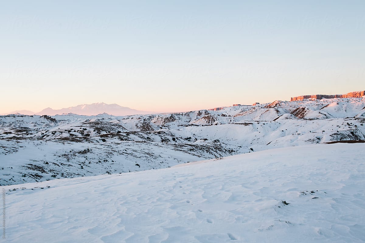 "Snowy Landscape In Utah At Sunrise" by Stocksy Contributor "Simone ...
