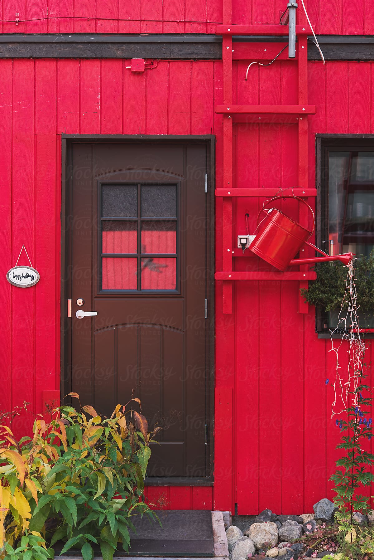 "Red Building In The Woods" by Stocksy Contributor "Sky-Blue Creative ...
