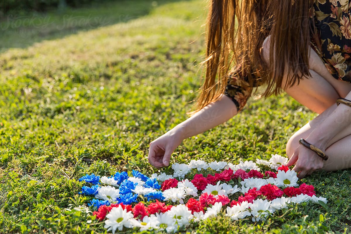 "Young Woman Making An American Flag Out Of Flowers" by Stocksy ...