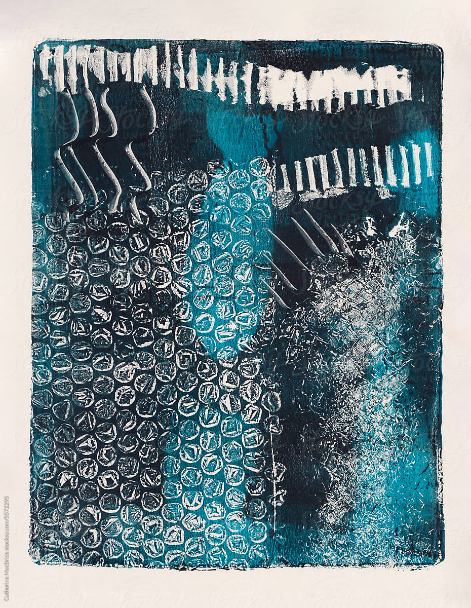 "Blue Gel Printed Acrylic Abstract With Bubblewrap Texture" by Stocksy ...