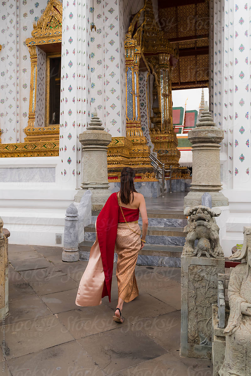 "Back View Of A Woman Going In A Temple To Pray" by Stocksy Contributor ...