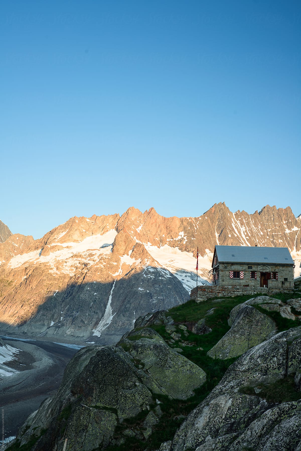 "Lauteraar Mountain Hut At Sunrise" by Stocksy Contributor "Peter Wey ...