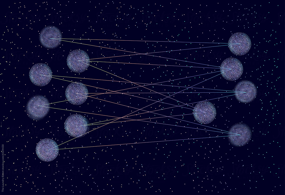 "Mathematical Diagram With Nodes And Lines On Dark Background" by ...