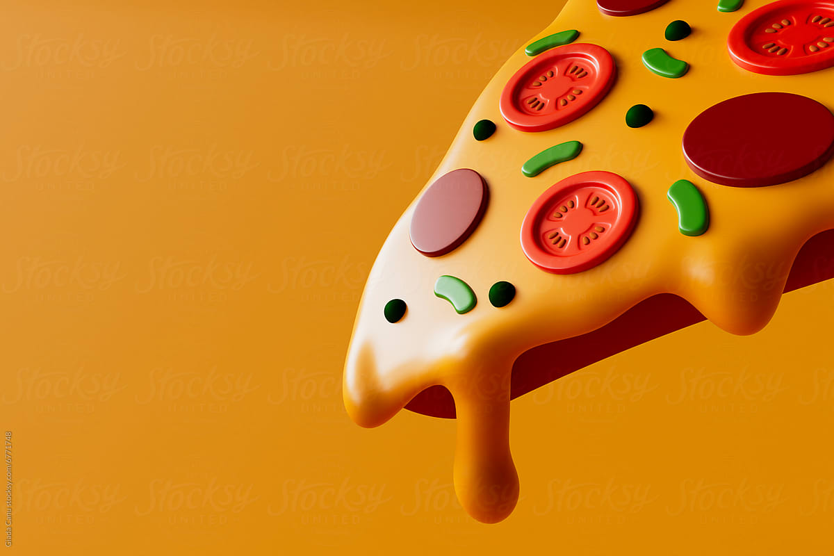 "Close-up Of Cartoon Pizza Slice With Toppings" by Stocksy Contributor ...