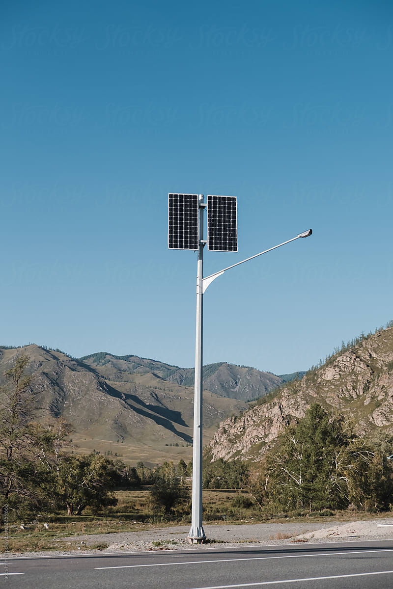 "Solar Panels On Pillar On Rhe Road On The Countryside." by Stocksy ...