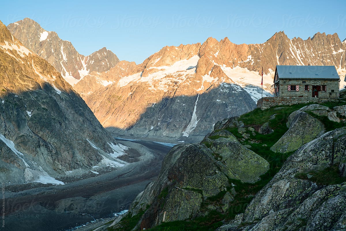 "Lauteraar Mountain Hut At Sunrise" by Stocksy Contributor "Peter Wey ...