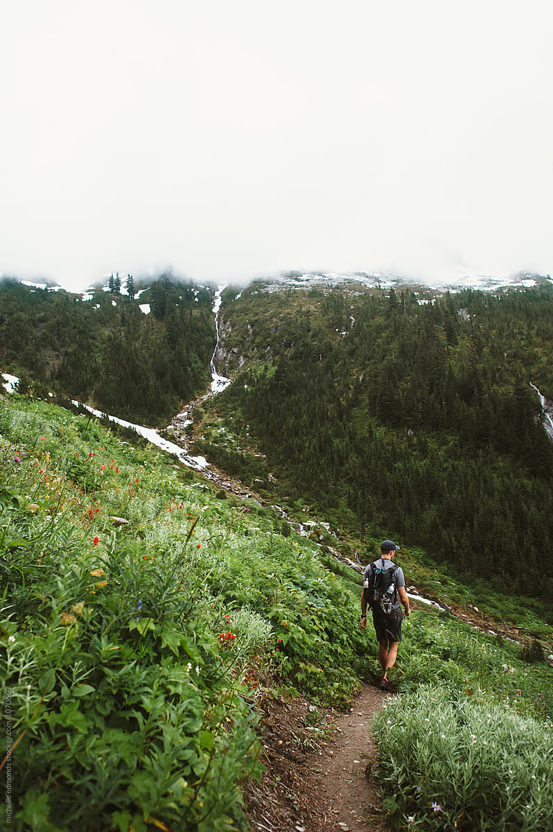 "Hiker/Backpacker On A Trail In The Cascade Mountains Of Washington" by ...