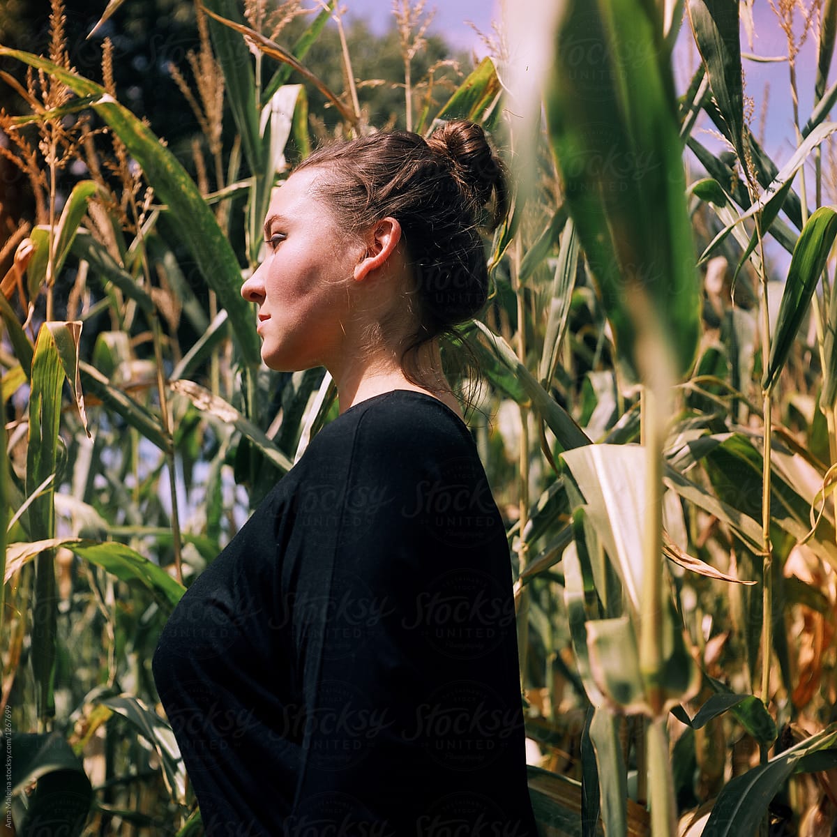 "A Young Beautiful Woman In A Corn Field" by Stocksy Contributor "Anna ...