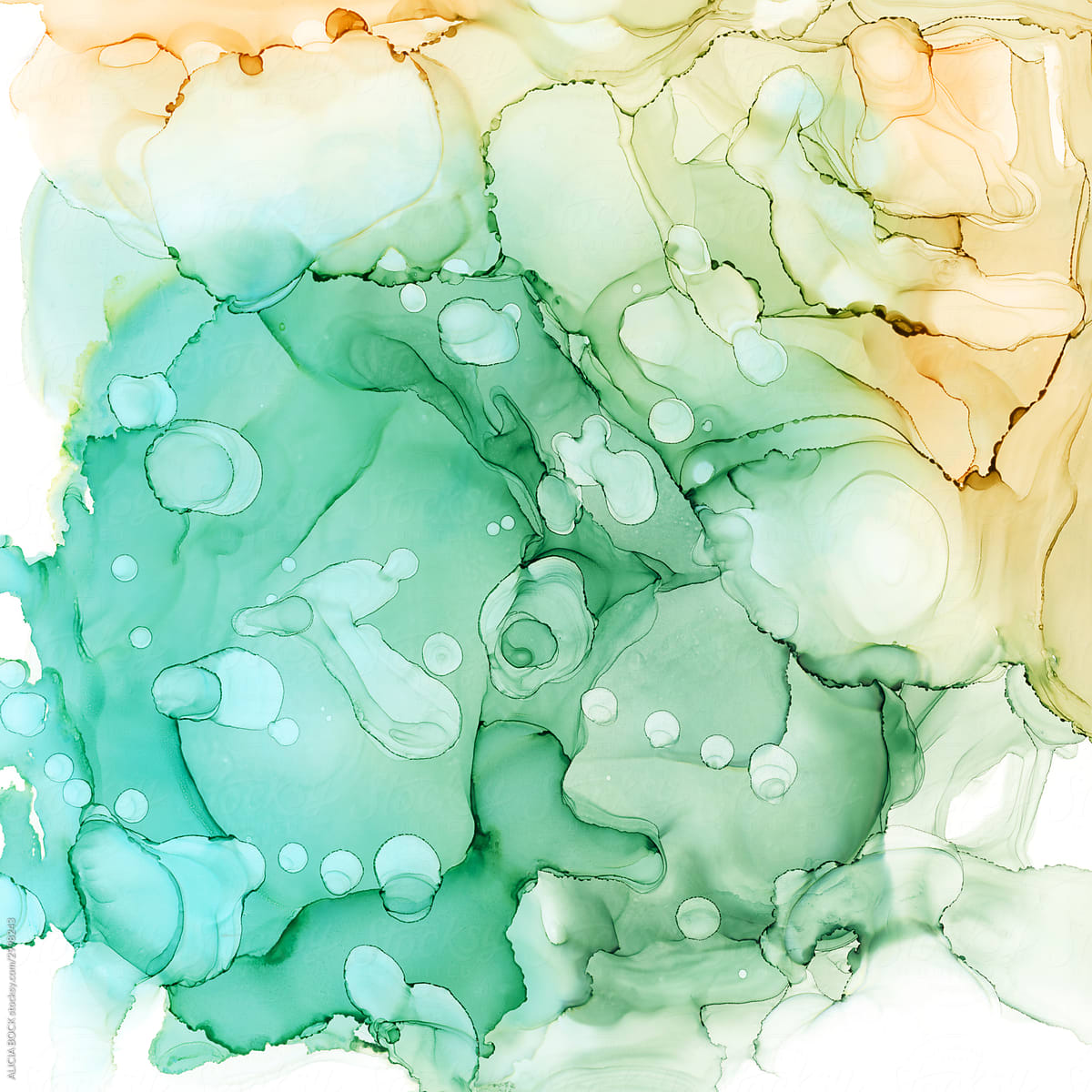 "Orange And Green Abstract Alcohol Ink Painting" by Stocksy Contributor ...