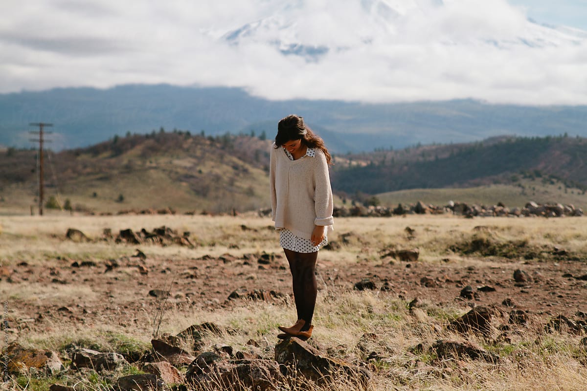"Young Woman Standing In Front Of Mt. Shasta" by Stocksy Contributor ...