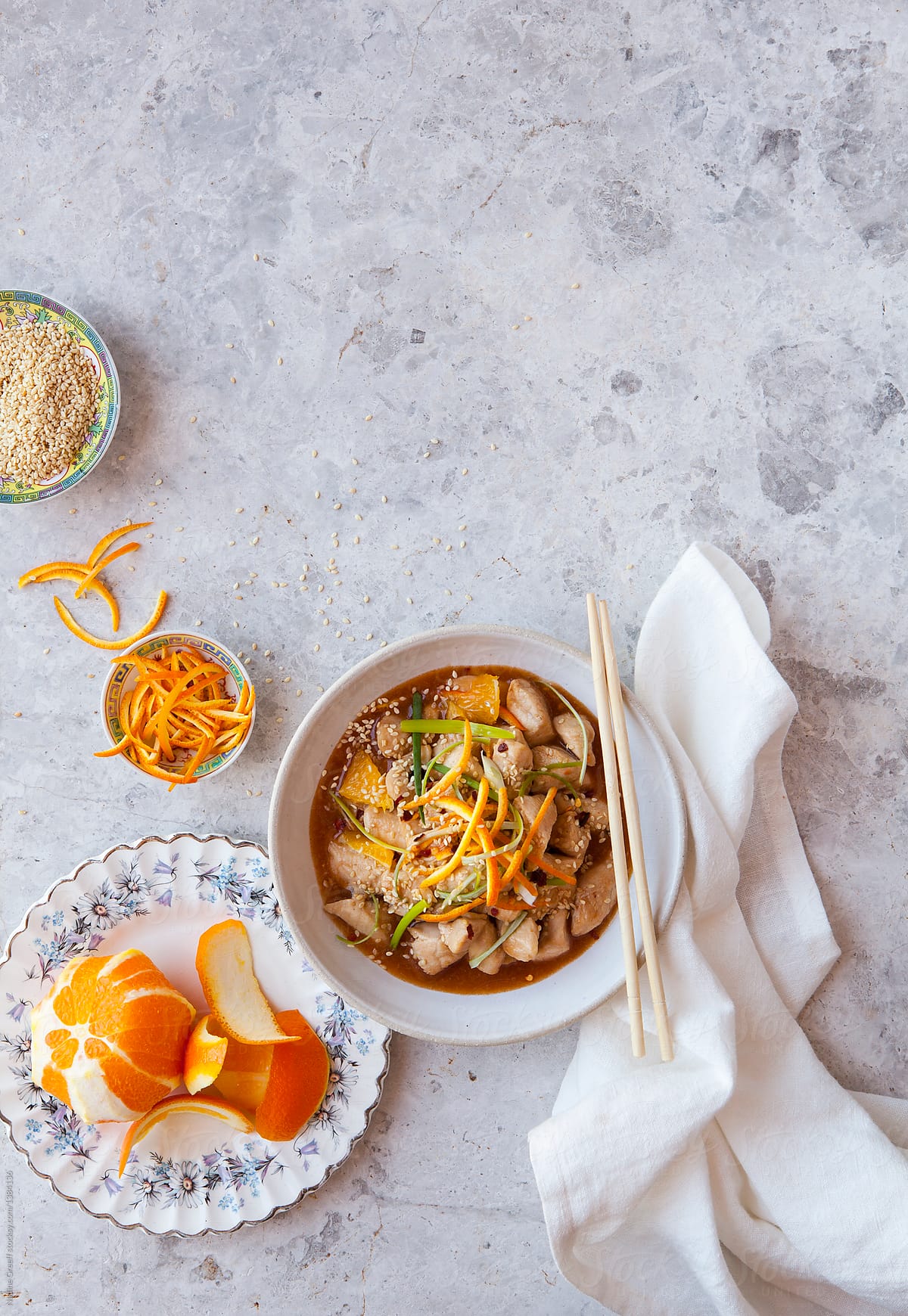 "Stir-fry Orange Chicken With Scallion" by Stocksy Contributor "Nadine ...