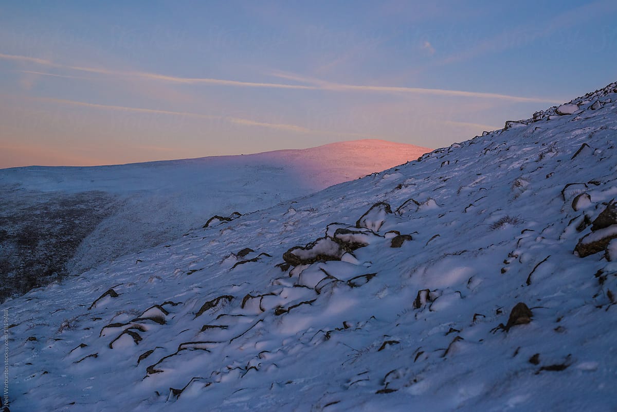 "Pink Snow In The Mountains From The Setting Sun" by Stocksy ...