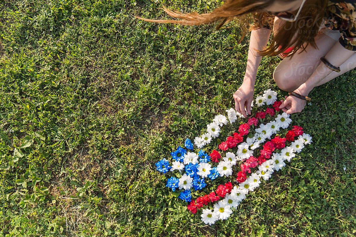 "Young Woman Making An American Flag Out Of Flowers" by Stocksy ...