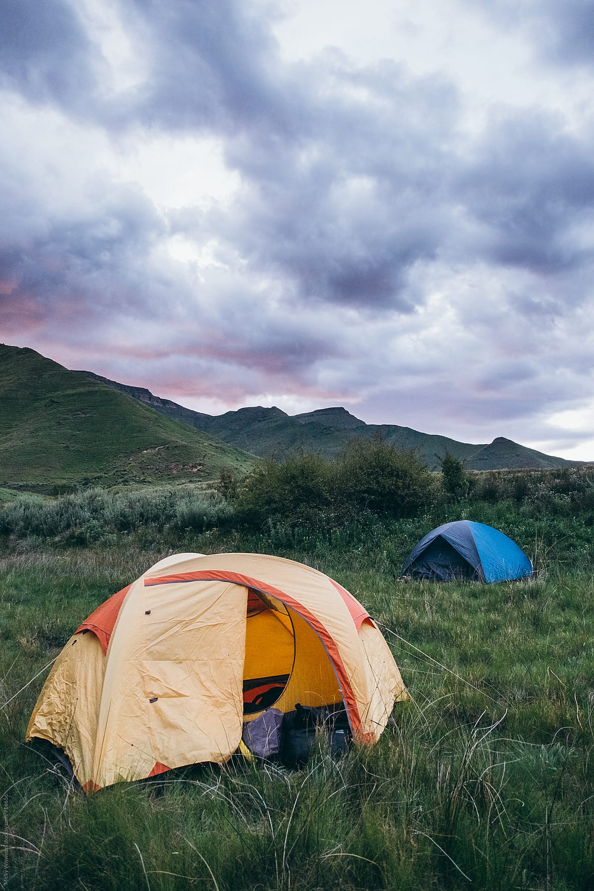 "Camping Tents In The Mountainous Lesotho Highlands At Dusk" by Stocksy ...